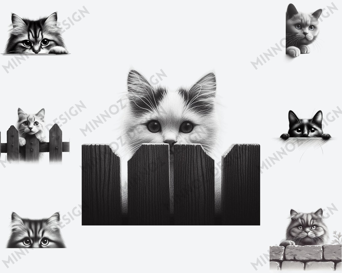40 Peeking Cats SVG, Peeking Cats Clipart, Transparent PNG SVG, Peeking ...