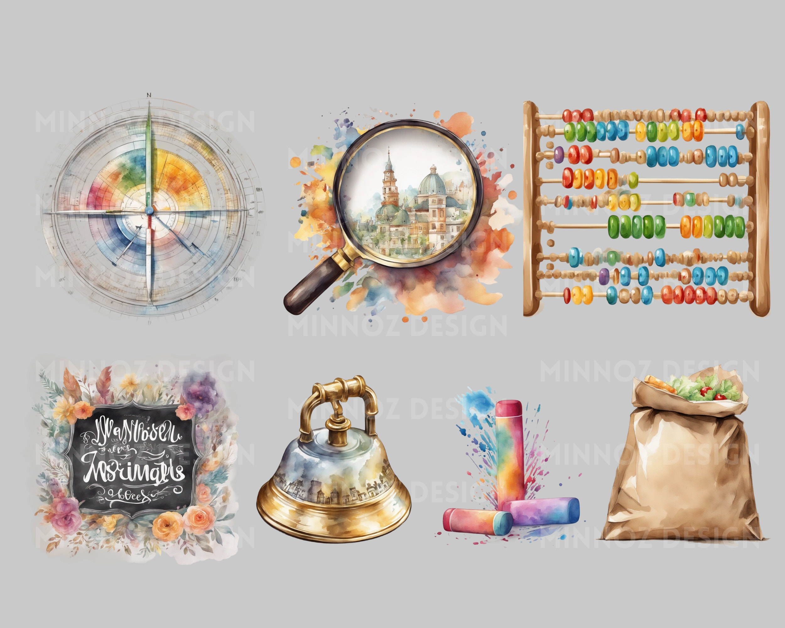 72 Watercolor Back to School Clipart, School Clipart 72 Transparent PNG ...