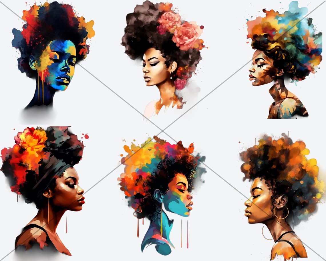 16 Black Woman Watercolor Clipart Bundle Set of 16 Black Girl Magic ...