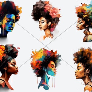 16 Black Woman Watercolor Clipart Bundle Set of 16 | Black Girl Magic ...