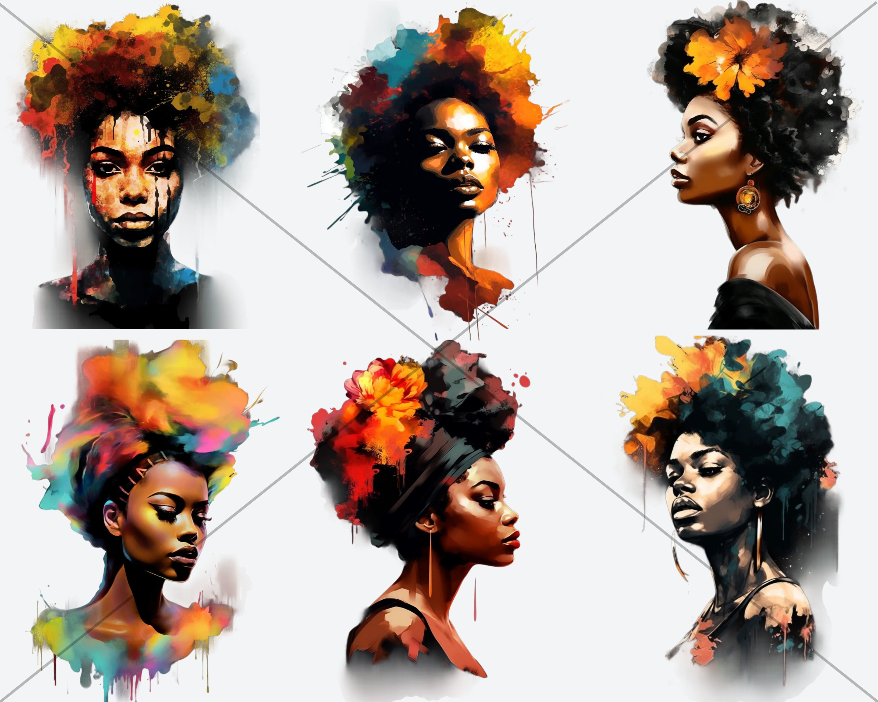 16 Black Woman Watercolor Clipart Bundle Set of 16 | Black Girl Magic ...