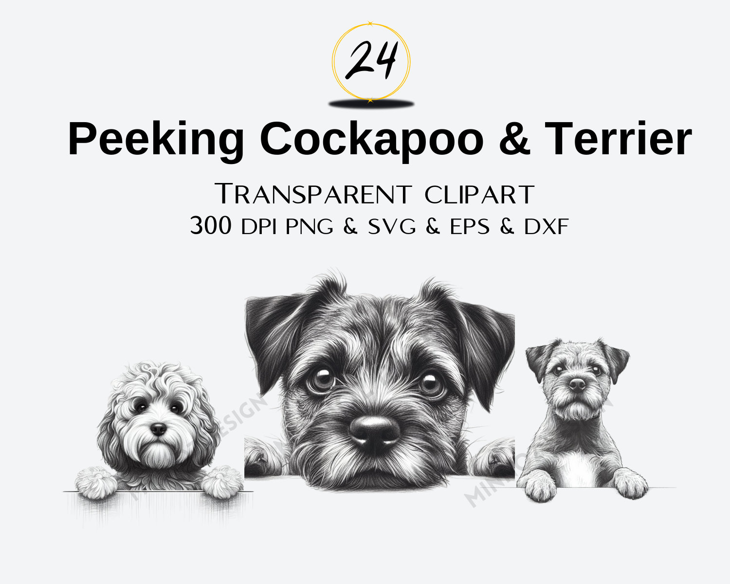 Peeking Border Terrier & Cockapoo Png Svg Eps Dxf Clipart, Transparent ...