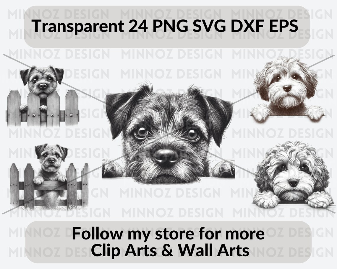 Peeking Border Terrier & Cockapoo Png Svg Eps Dxf Clipart, Transparent ...