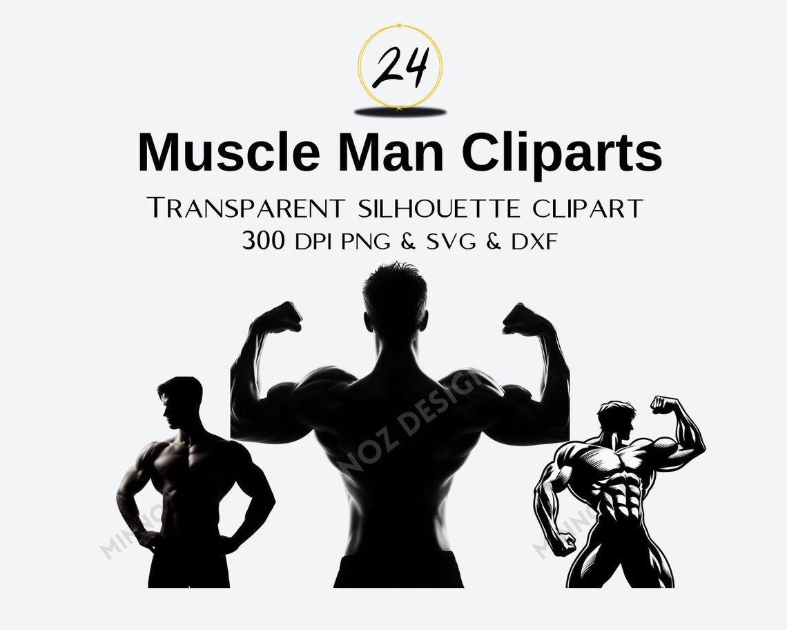 Muscle Man Silhouettes SVG PNG DXF, Man Portrait Svg Cut File Cricut ...