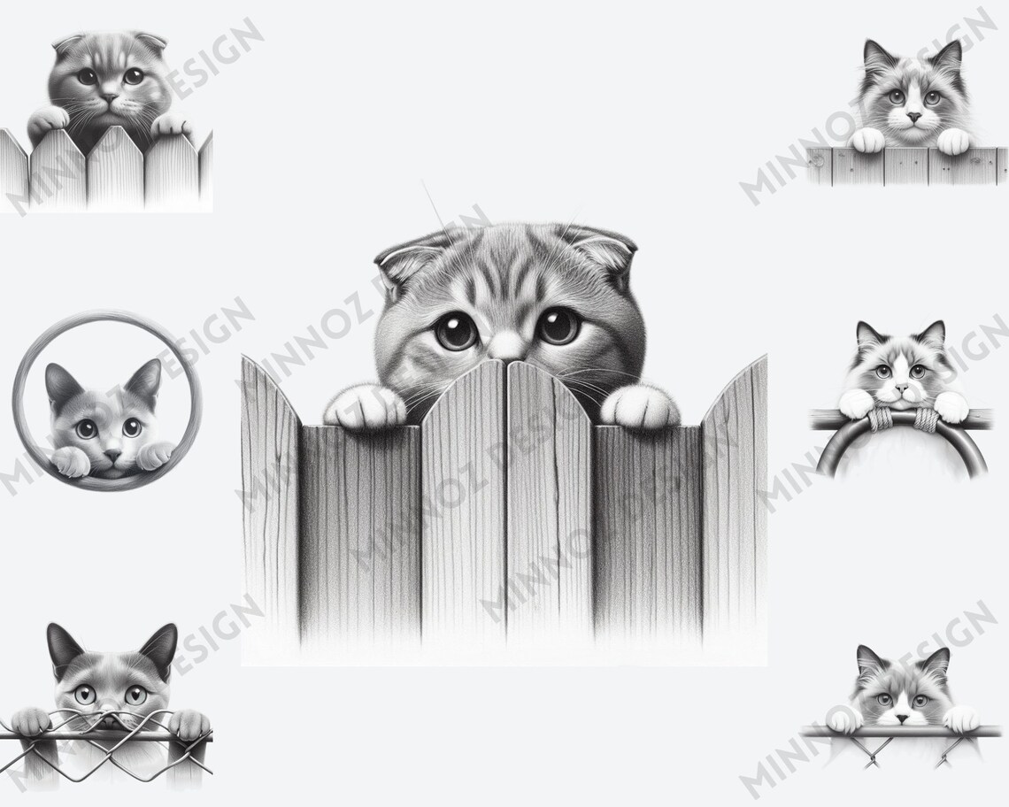 67 Peeking Cats SVG Peeking Cats Clipart Transparent PNG - Etsy