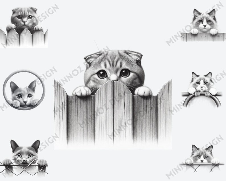 67 Peeking Cats SVG, Peeking Cats Clipart, Transparent PNG SVG, Peeking ...