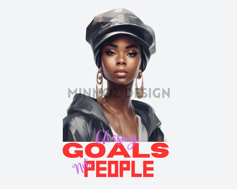 Chasing Goals Not People PNG SVG Sublimation Design Download Canva Template Afro Woman SVG Png ...