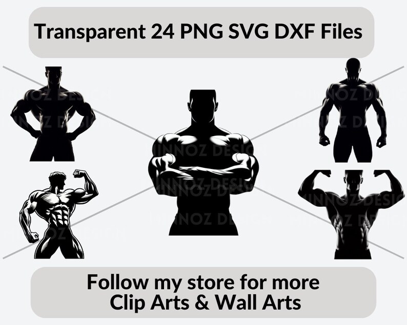 Muscle Man Silhouettes SVG PNG DXF, Man Portrait Svg Cut File Cricut ...