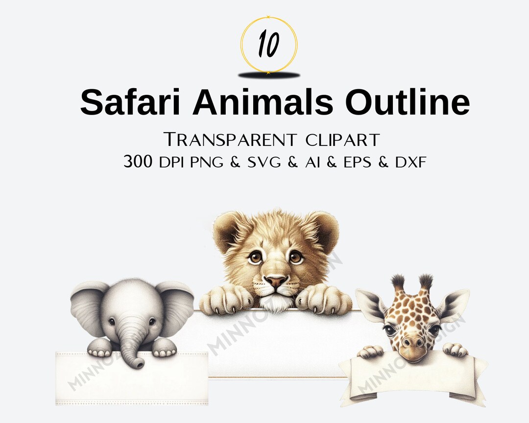 Split Safari Animals Svg, Safari Animals Outline Safari Animals Name ...