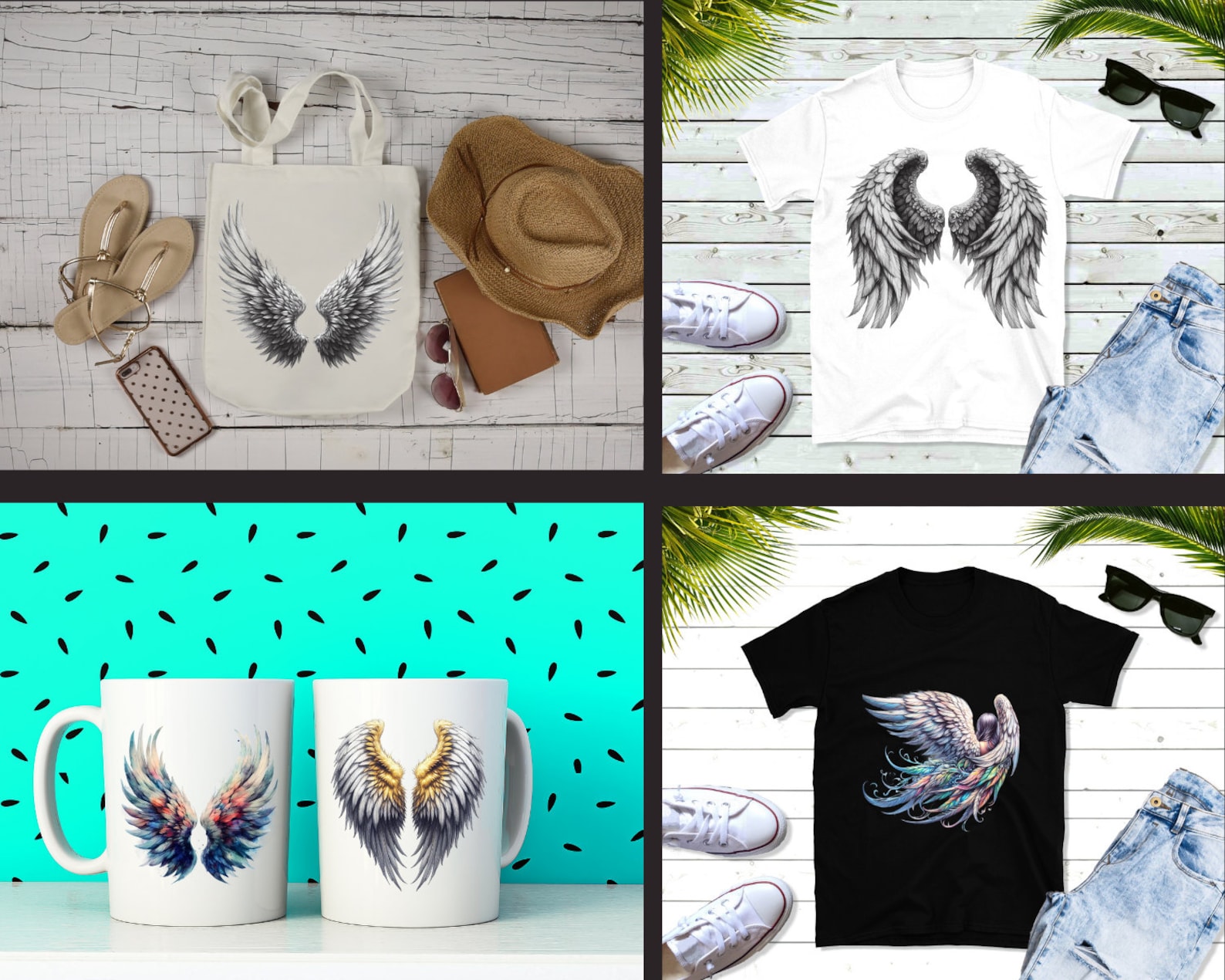 40 Angel Wings, Clipart Bundle, Wings SVG PNG, Sublimation Svg Png ...