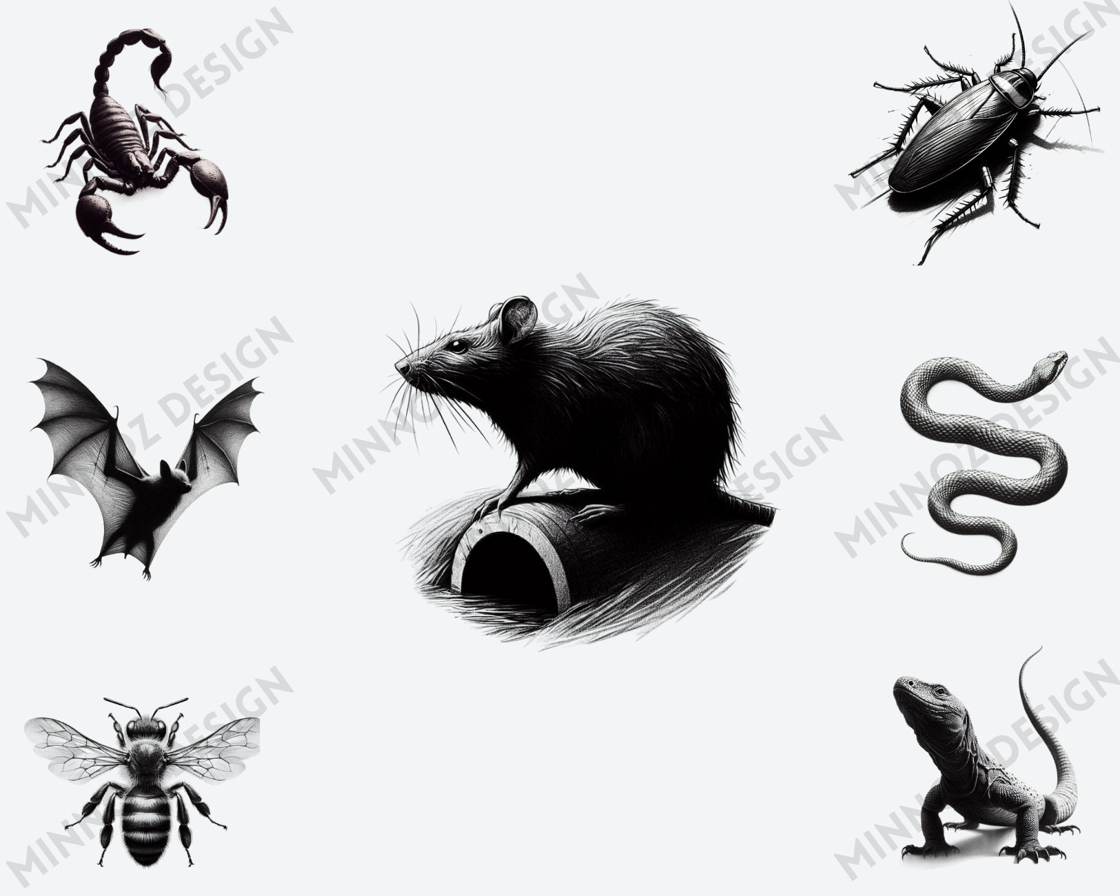Scary Creatures SVG PNG Bundle, Scary Animals SVG, Tarantula, Bat ...