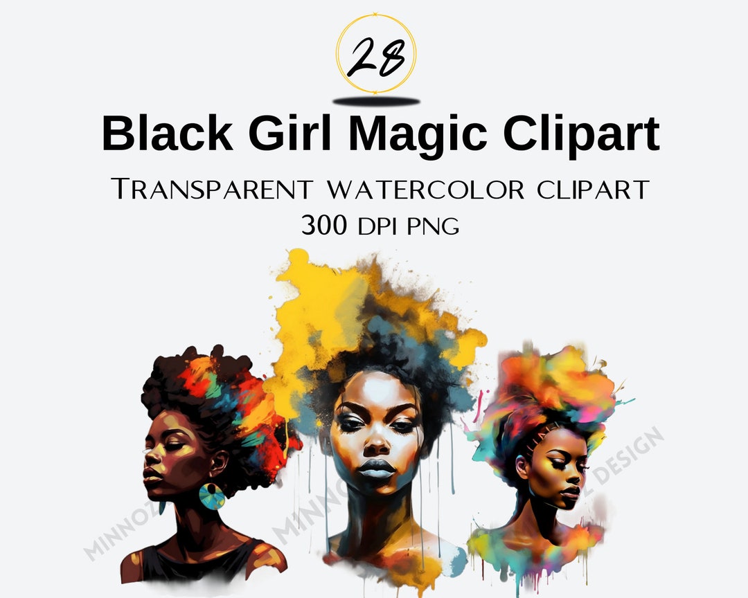 16 Black Woman Watercolor Clipart Bundle Set of 16 | Black Girl Magic ...