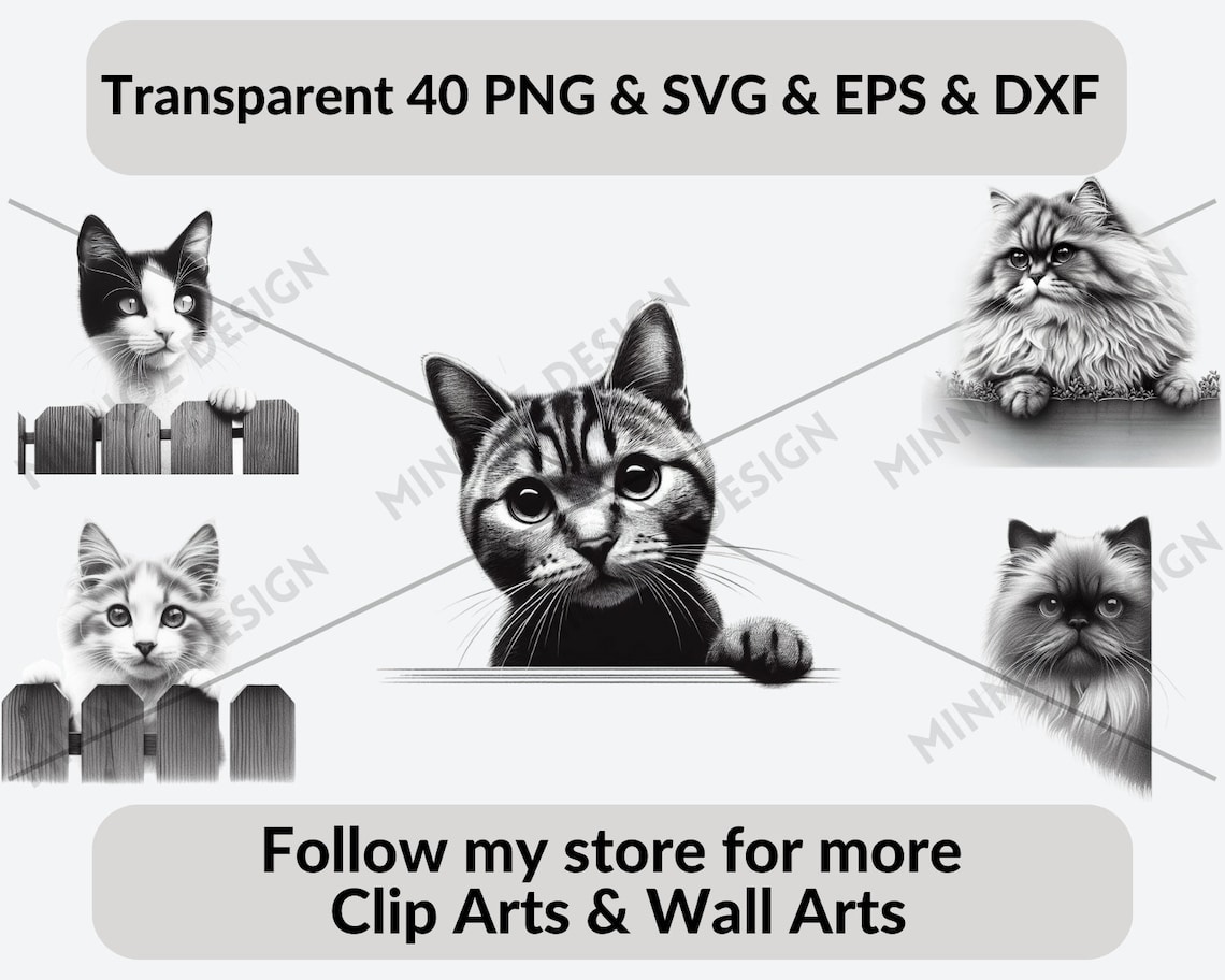 40 Peeking Cats SVG, Peeking Cats Clipart, Transparent PNG SVG, Peeking ...
