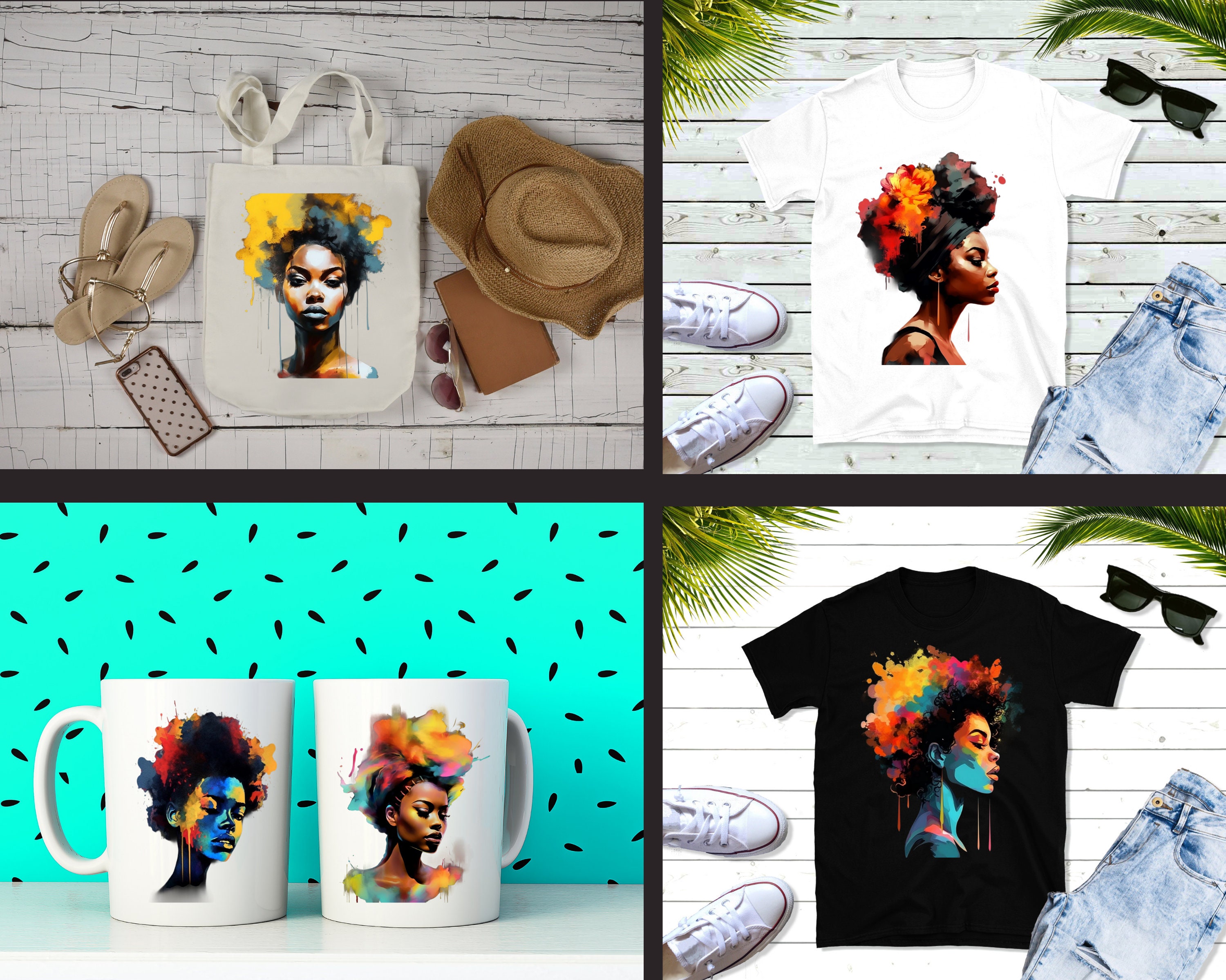 16 Black Woman Watercolor Clipart Bundle Set of 16 Black Girl Magic ...