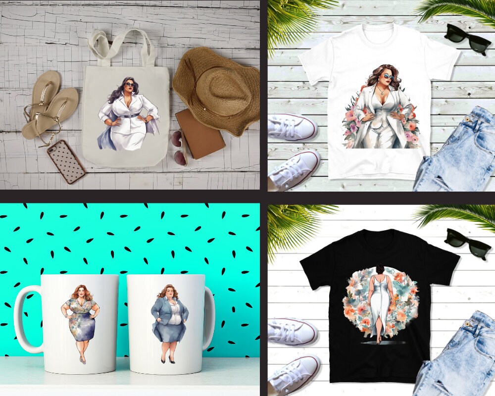 74 Curvy Woman Fashion Clipart, Plus Size Lady, Body Positivity ...