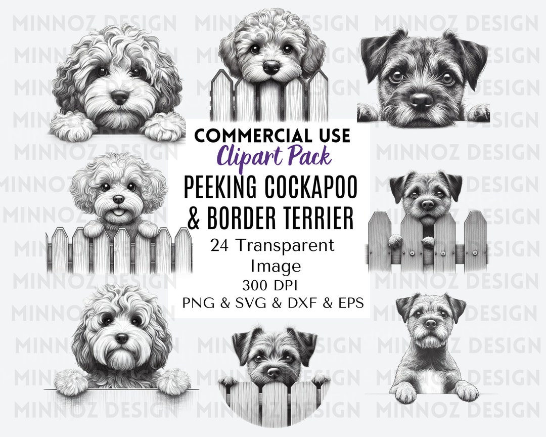 Peeking Border Terrier & Cockapoo Png Svg Eps Dxf Clipart - Etsy UK