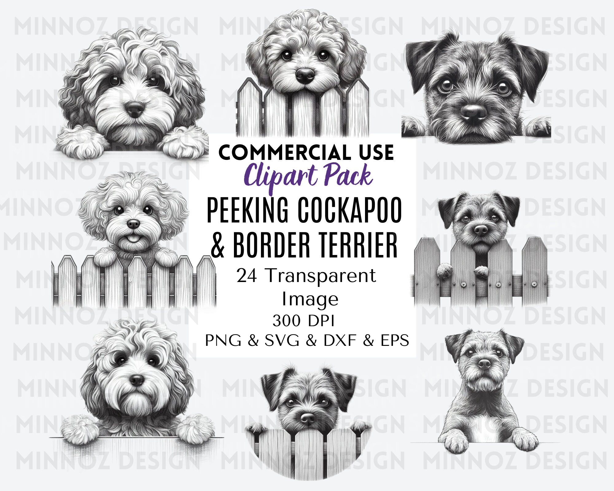 Peeking Border Terrier & Cockapoo Png Svg Eps Dxf Clipart - Etsy UK