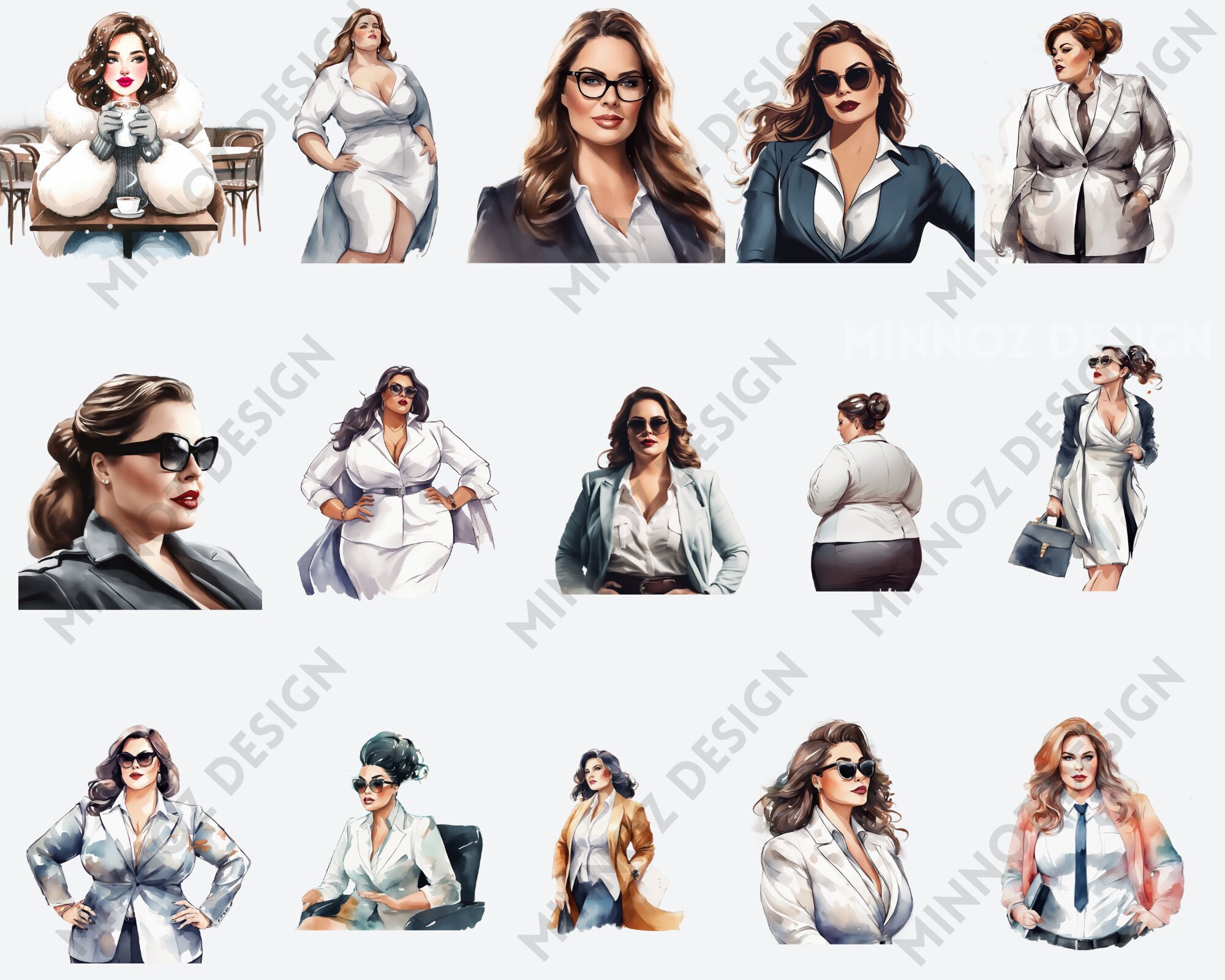 74 Curvy Woman Fashion Clipart, Plus Size Lady, Body Positivity ...