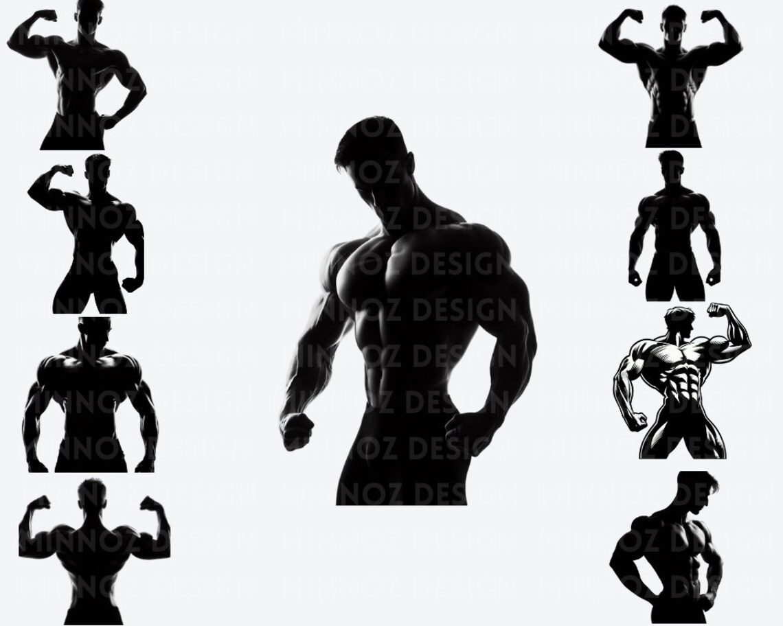 Muscle Man Silhouettes SVG PNG DXF, Man Portrait Svg Cut File Cricut ...