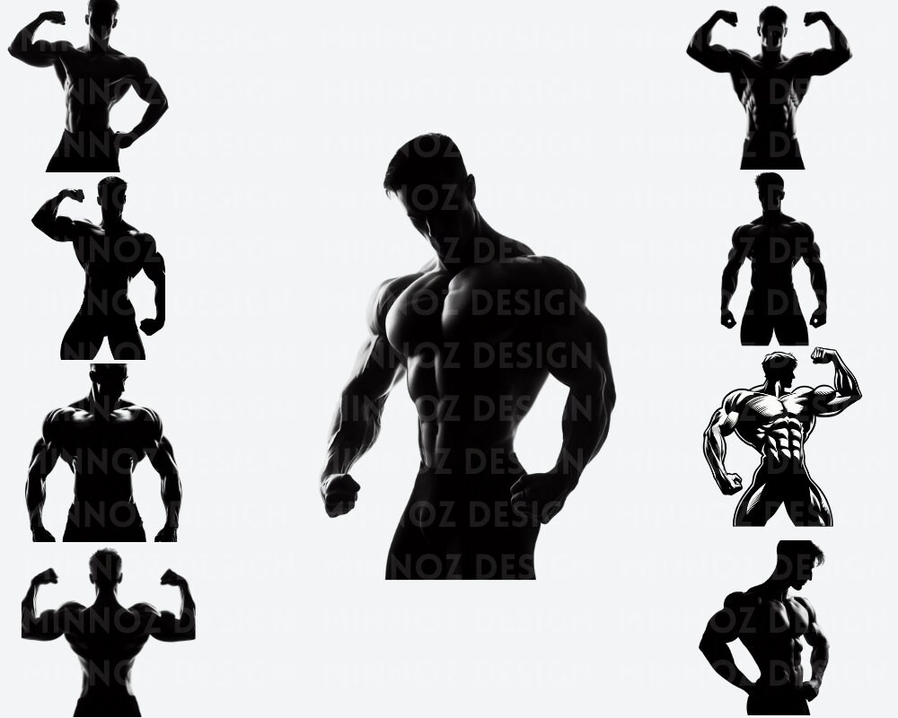 Muscle Man Silhouettes SVG PNG DXF, Man Portrait Svg Cut File Cricut ...