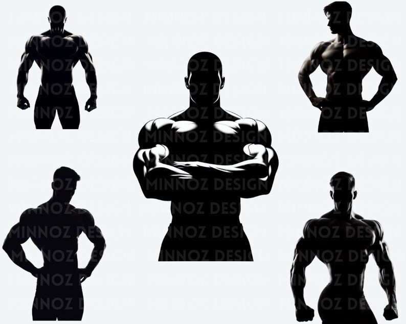 Muscle Man Silhouettes SVG PNG DXF, Man Portrait Svg Cut File Cricut ...