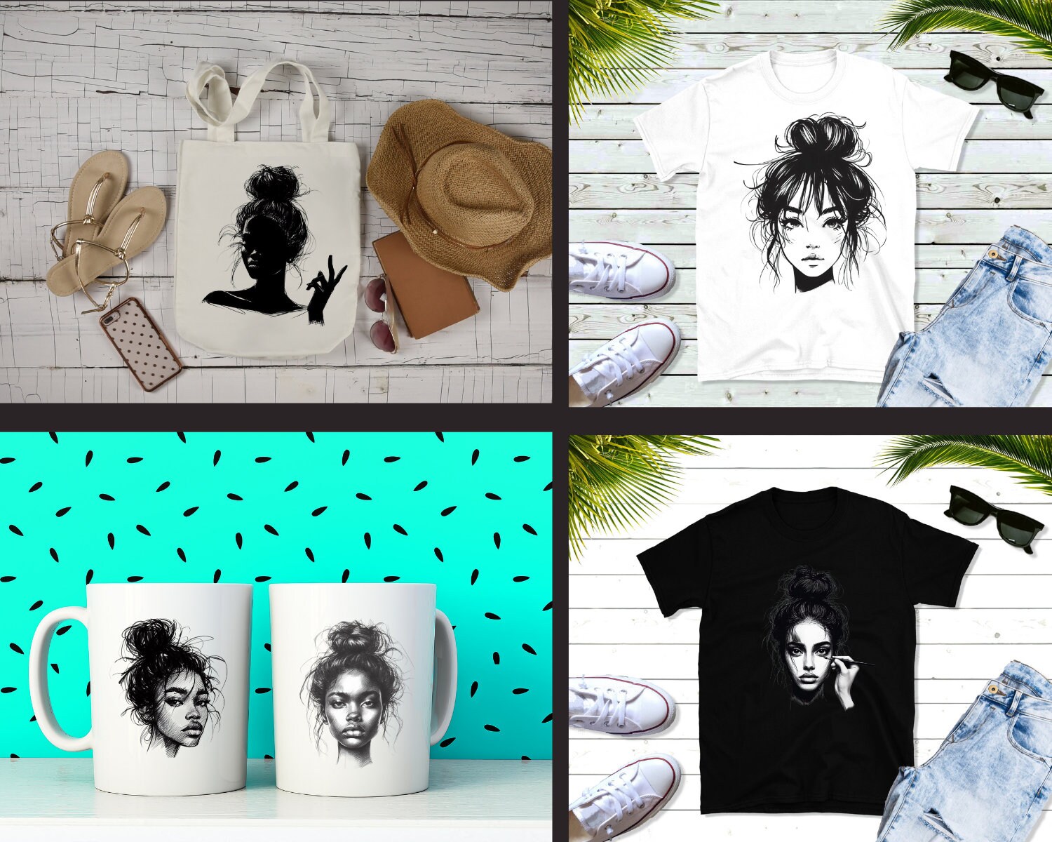 Messy Bun Svg Png AI Dxf Eps Bundle, Afro Lady Messy Bun, Afro Mom Life ...
