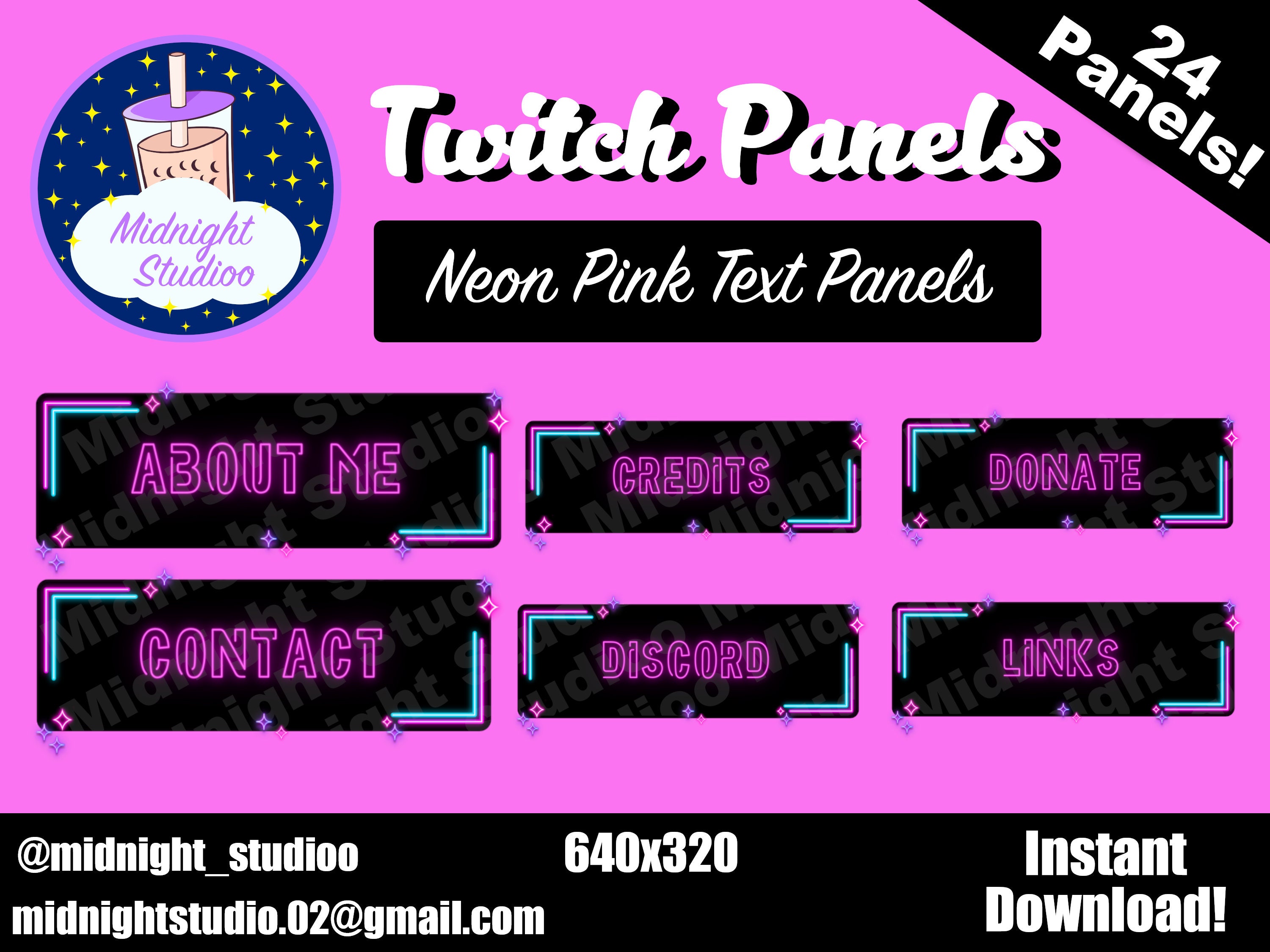 Neon Pink Text Twitch Panels Custom Twitch Panels - Etsy