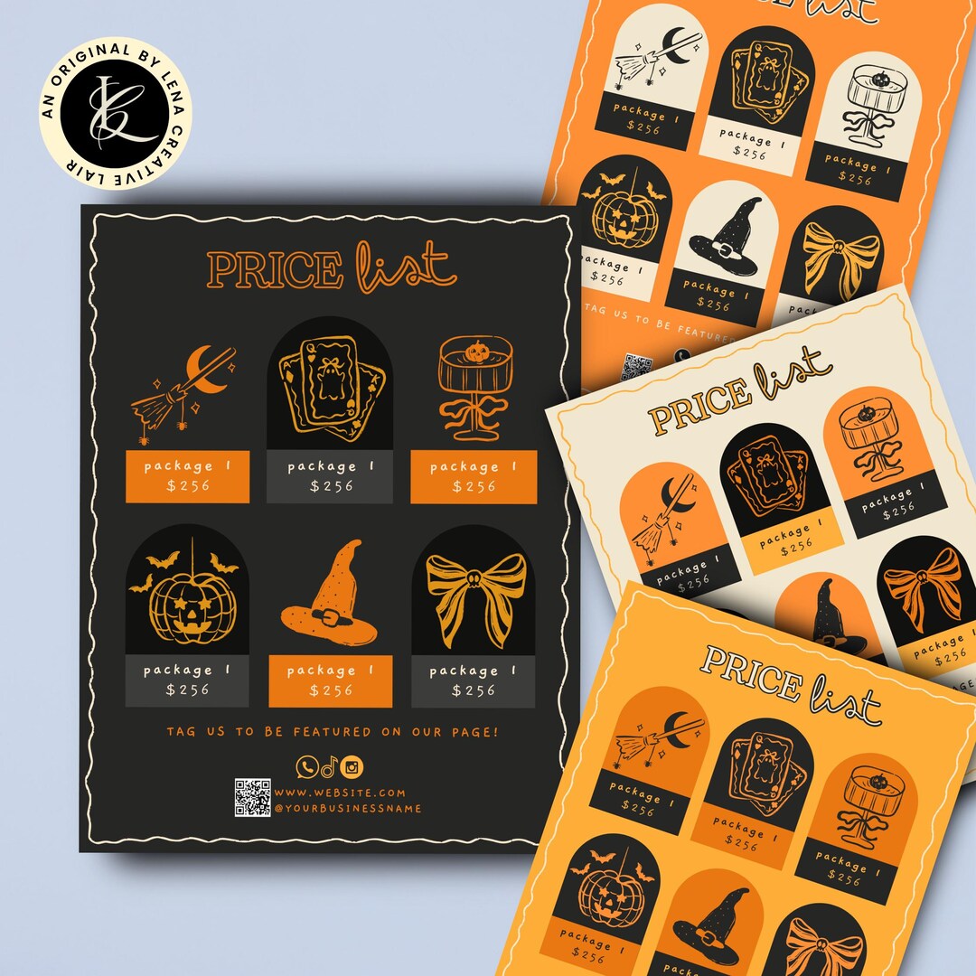 Halloween Price List: Hand Drawn Doodle Pricing Menu Template Design ...