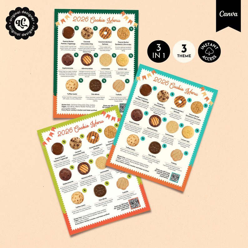 Girl Scout Cookies 2026 Menu Price List Sign QR Code Scan to Pay ...