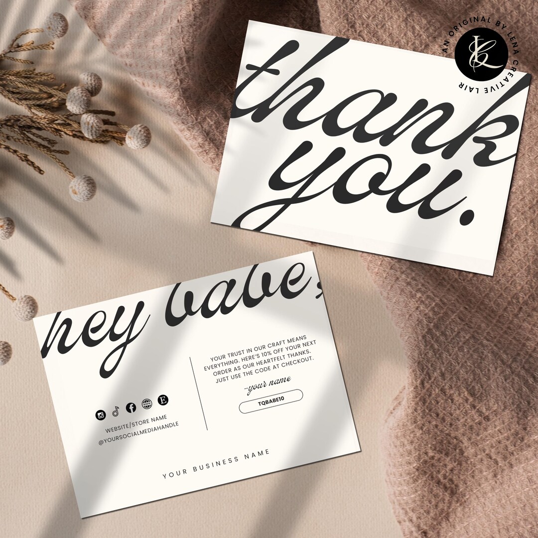 Luxury Minimalist Vibe Thank You Order Purchase Card Mail Inserts for ...