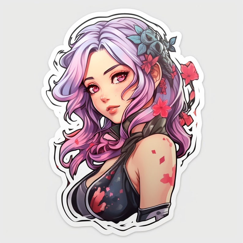 Anime Girl Stickers, High Quality Glossy Anime Girl Sticker Pack of 10 ...