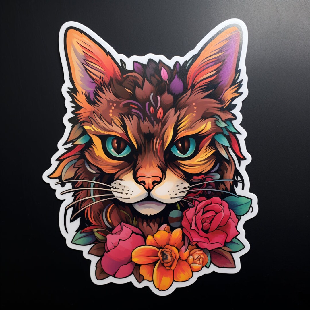 Adorable Cat Sticker Pack 10 Waterproof Cat Sticker, Meow Sticker ...