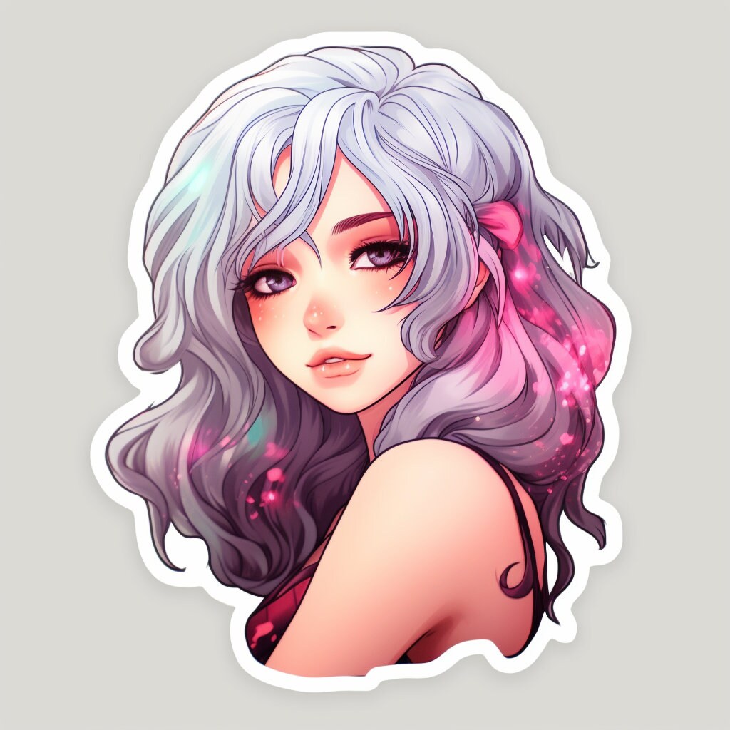 Anime Girl Stickers, High Quality Glossy Anime Girl Sticker Pack of 10 ...