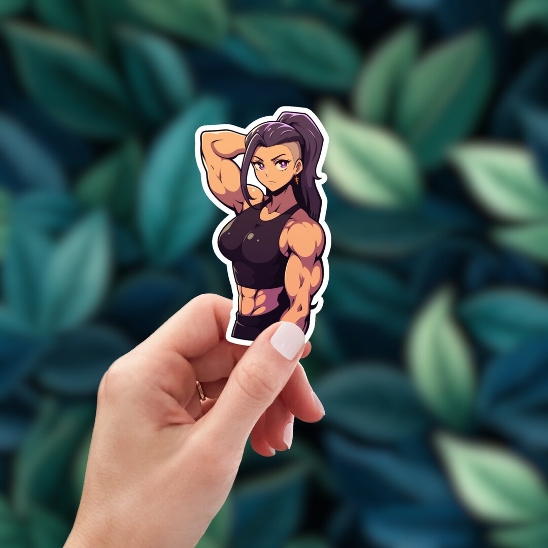 Vinyl Anime Girl Sticker, Cute Buff Anime Girl Sticker Ideal for Cars ...