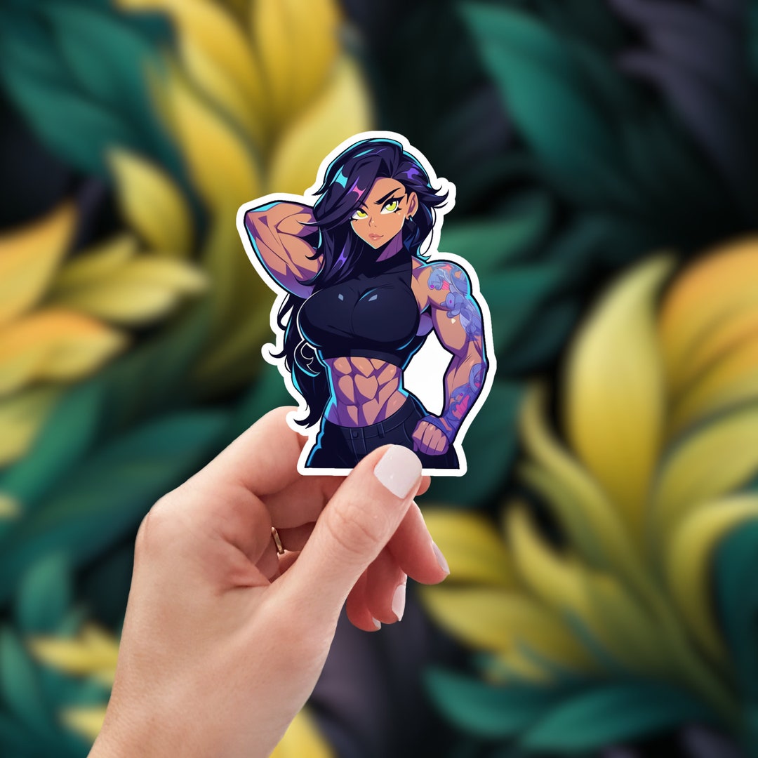 Vinyl Anime Girl Sticker, Cute Buff Anime Girl Sticker Ideal for Cars ...