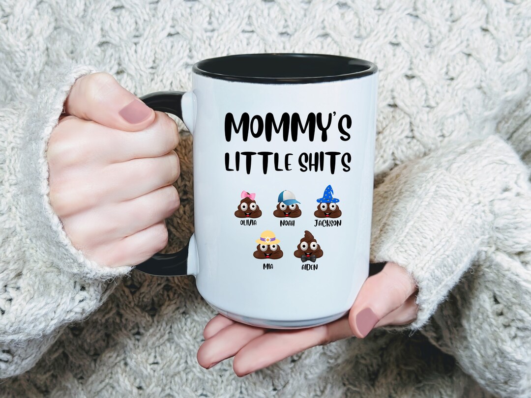 Mommy's Little Shits Poop Emoji Mug, Personalized Funny Gift for Mom ...