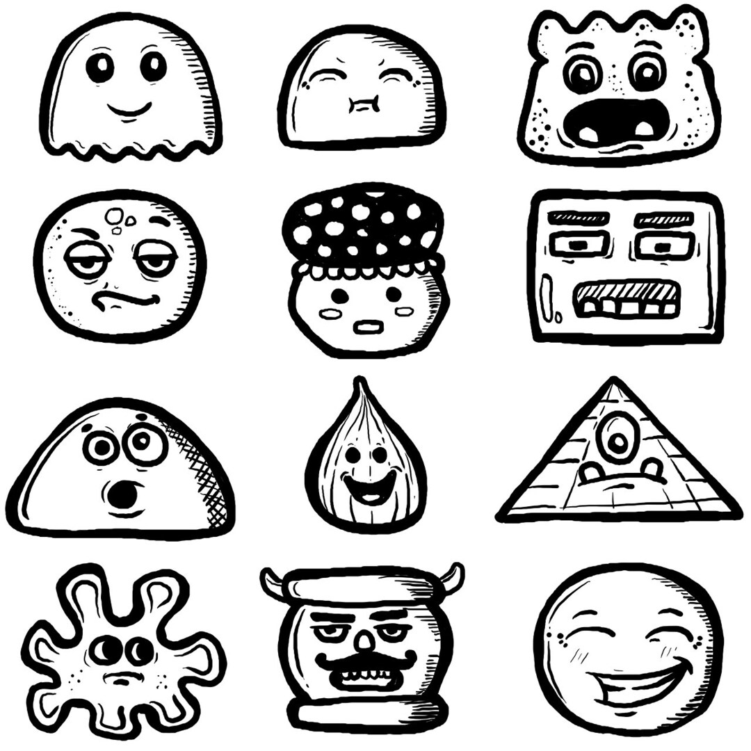 Hand Drawn Cute Emoji Doodles, Amazing Quality, Angry, Smiley Emotional ...