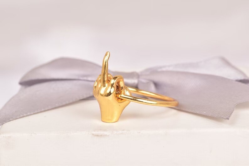 Mini FUCK YOU Ring, Vintage Unisex F-word Ring, Middle Finger Ring, 925 ...