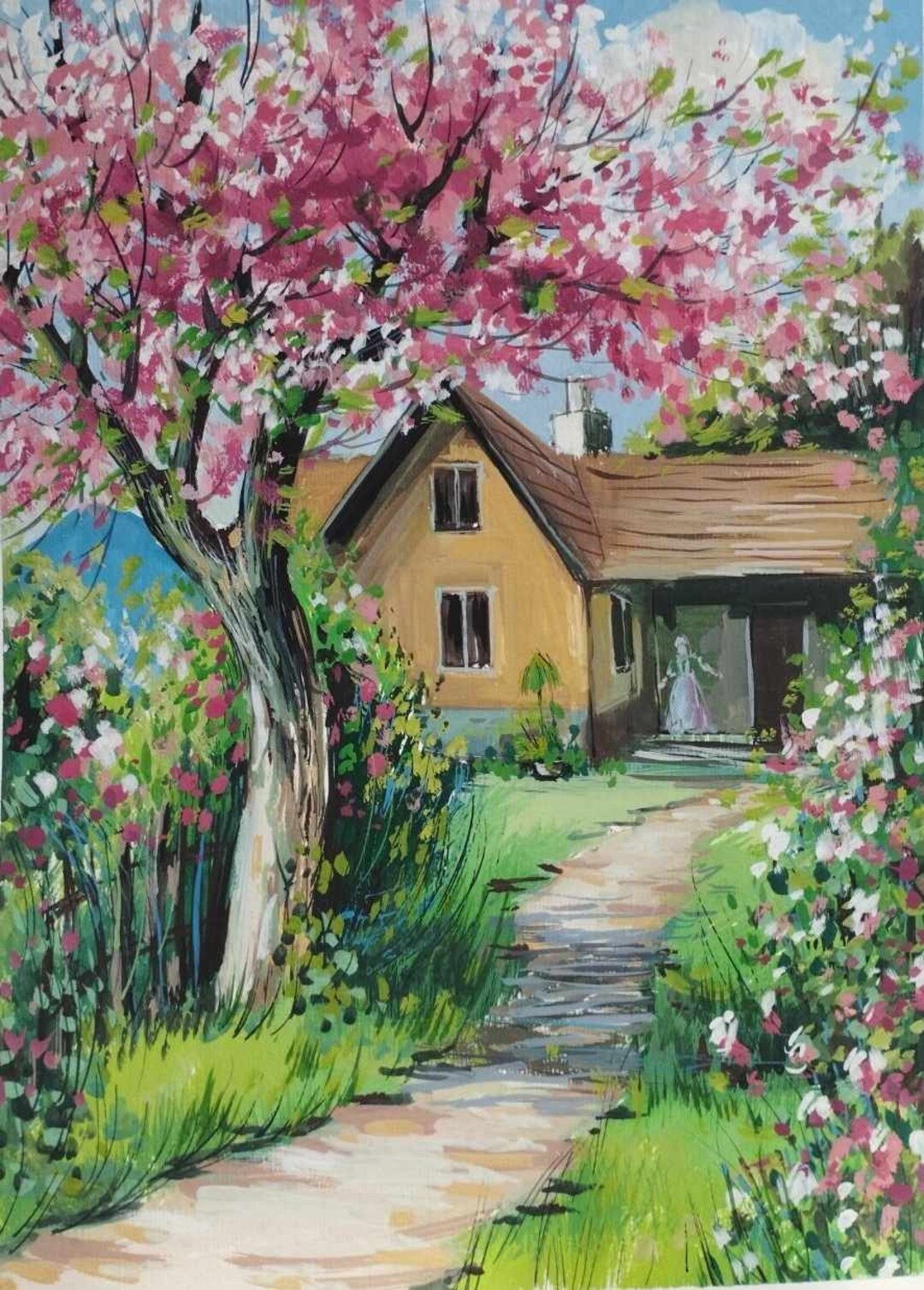 Painting spring Garden Original Art Meadow Wall Painting Landscape ...