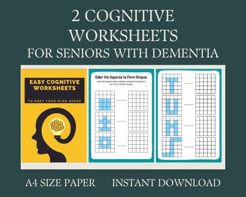 2 Cognitive Worksheets, Activity for Seniors Large Print, Easy ...