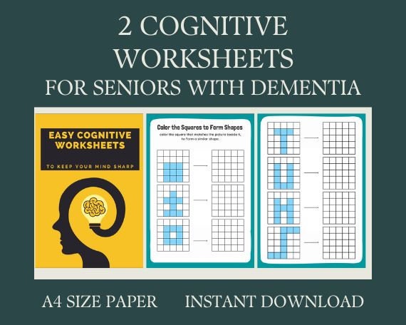 2 Cognitive Worksheets, Activity for Seniors Large Print, Easy ...