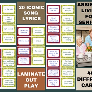 Senior Lyrics Matching Game, for Nursing Homes, Memory Care & Assisted ...
