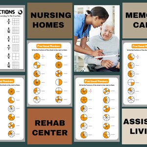 10 Cognitive Worksheets, Fraction Math ,activity Seniors, Easy ...