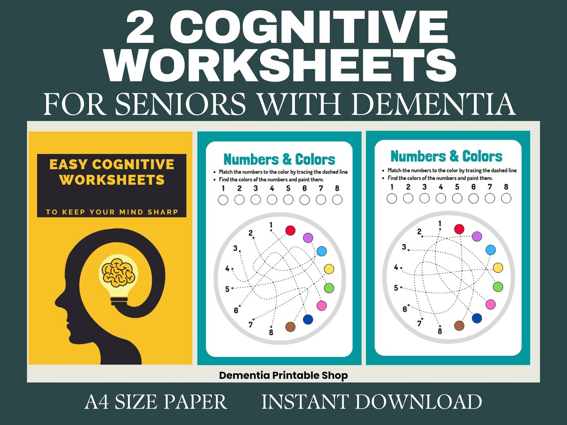 2 Cognitive Worksheets, Activity for Seniors, Easy Worksheet, for ...