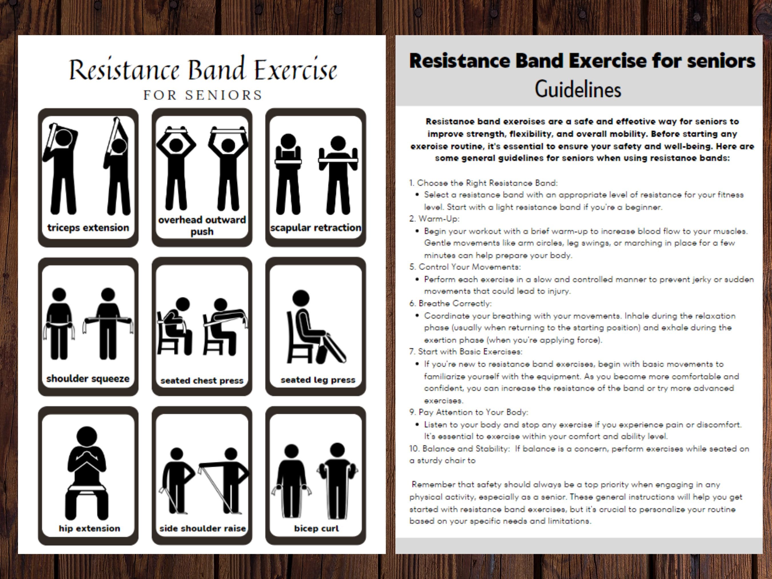 Resistance Band Exercise for Seniors, Illustrated Easy Exercises ...