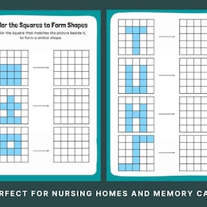 2 Cognitive Worksheets, Activity for Seniors Large Print, Easy ...