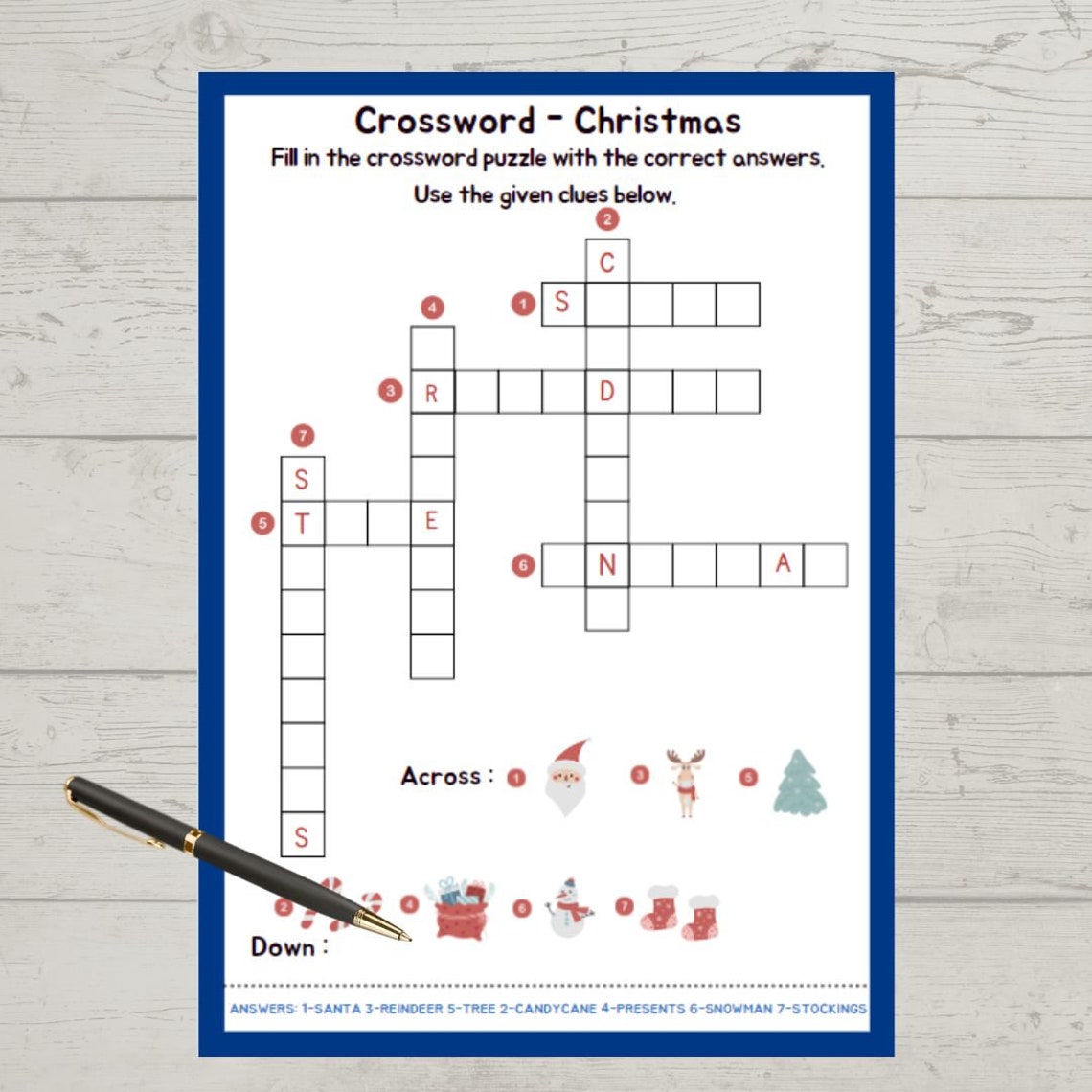3 Crossword Puzzles, Activity for Seniors Large Print, Easy Worksheets ...