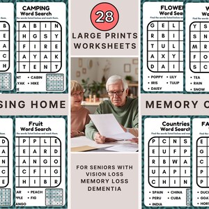 28 Word Search Puzzles, Activity for Seniors Large Print, 28 Easy ...