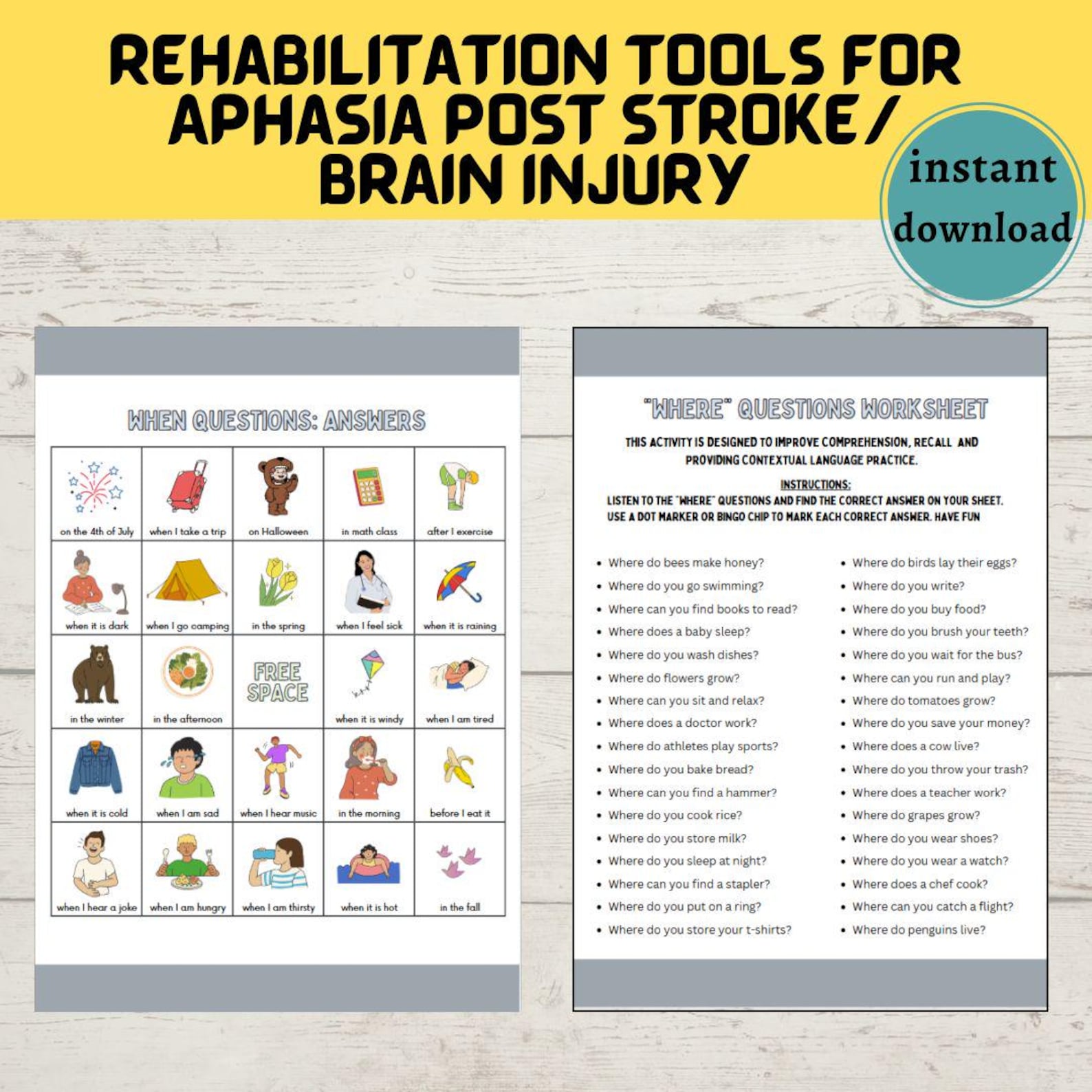 Aphasia Printable Worksheets, Stroke Rehab, Semantic Processing, Head ...