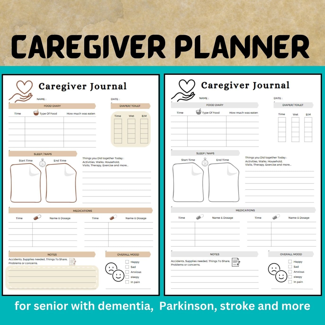 Caregiver Planner for Seniors With Alzheimer’s, Dementia, Parkinson ...